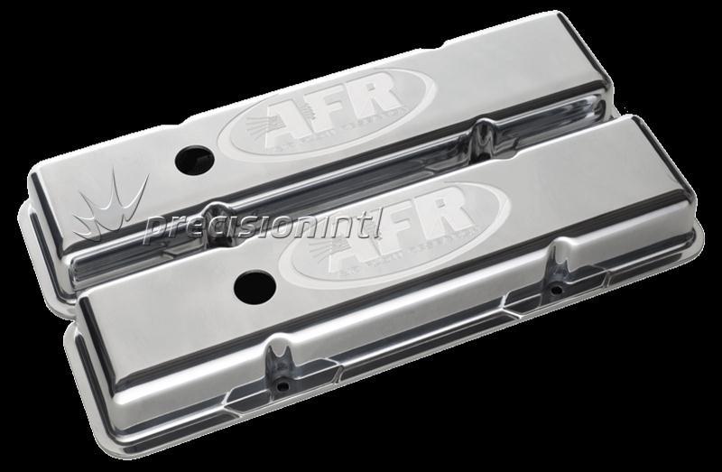 AFR 6706 STD POLISHED ALLOY VALVE COVERS (PR) SBC INC GROMMETS/BAFFLES
