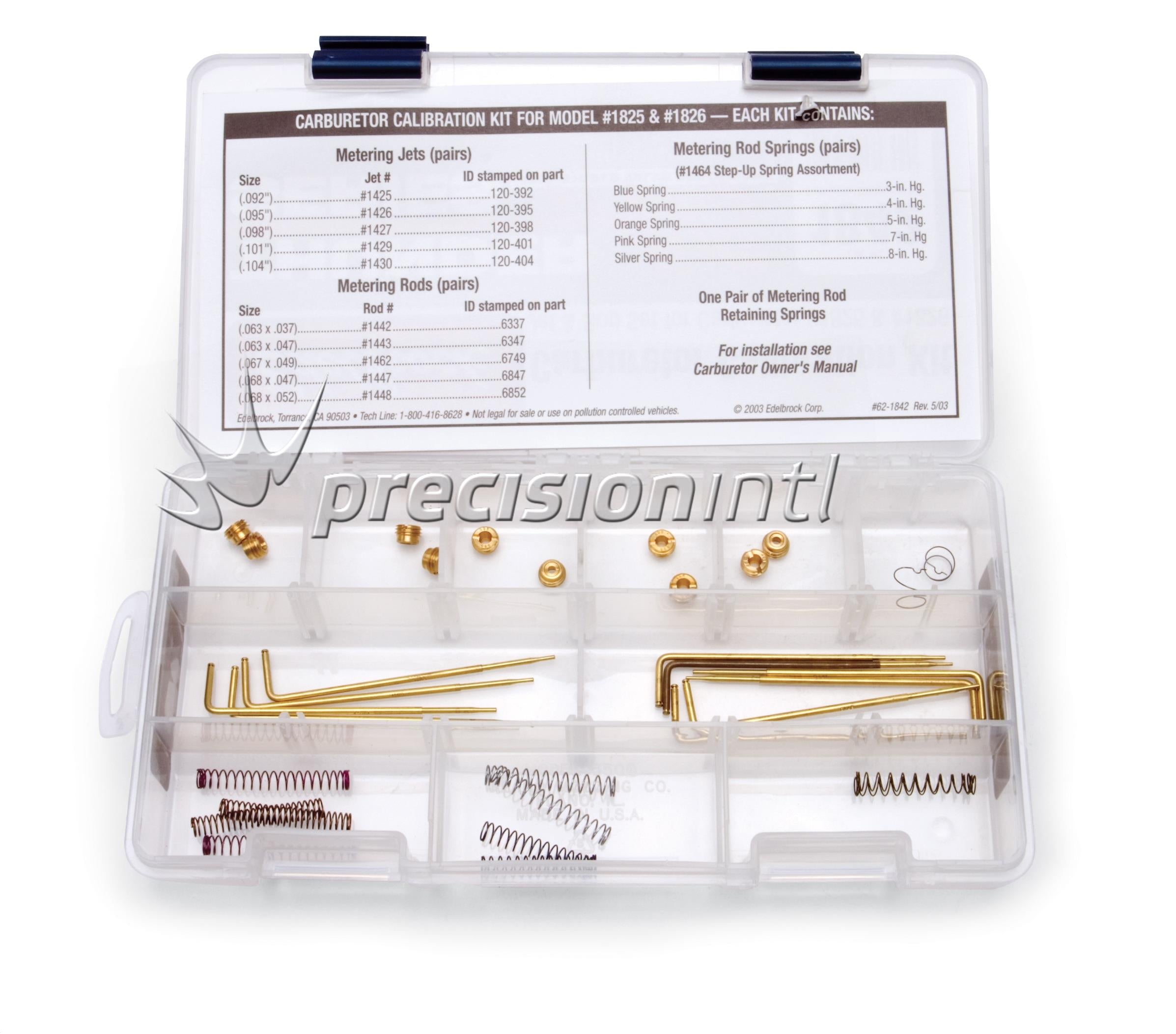 EDELBROCK 1842 CALIBRATION KIT SUITS ED1825, ED1826 CARBURETTORS