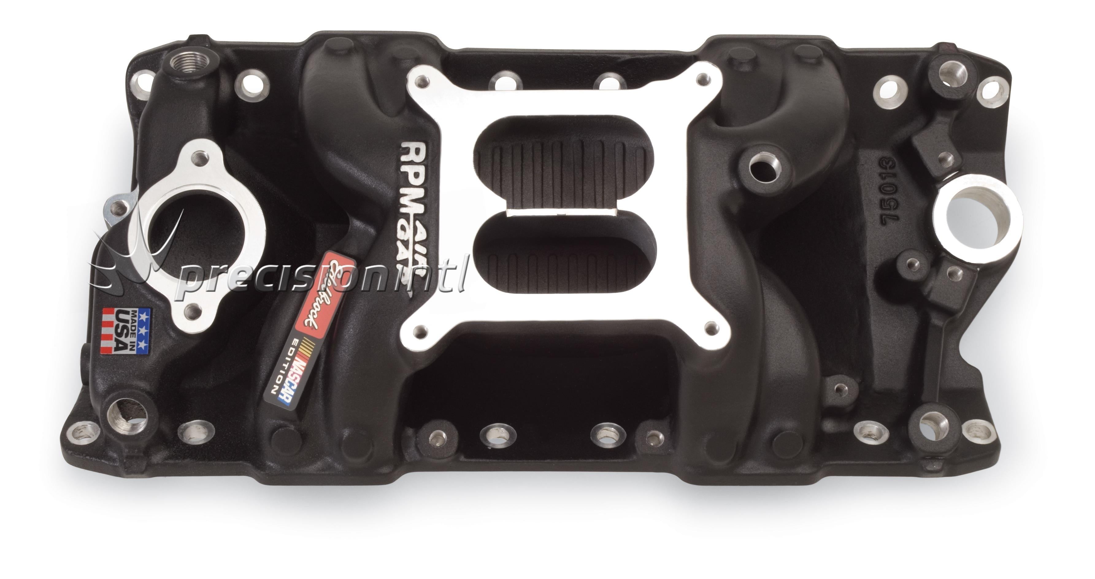 EDELBROCK 75013 PERFORMER RPM AIR-GAP BLACK INTAKE MANIFOLD SB CHEV 26