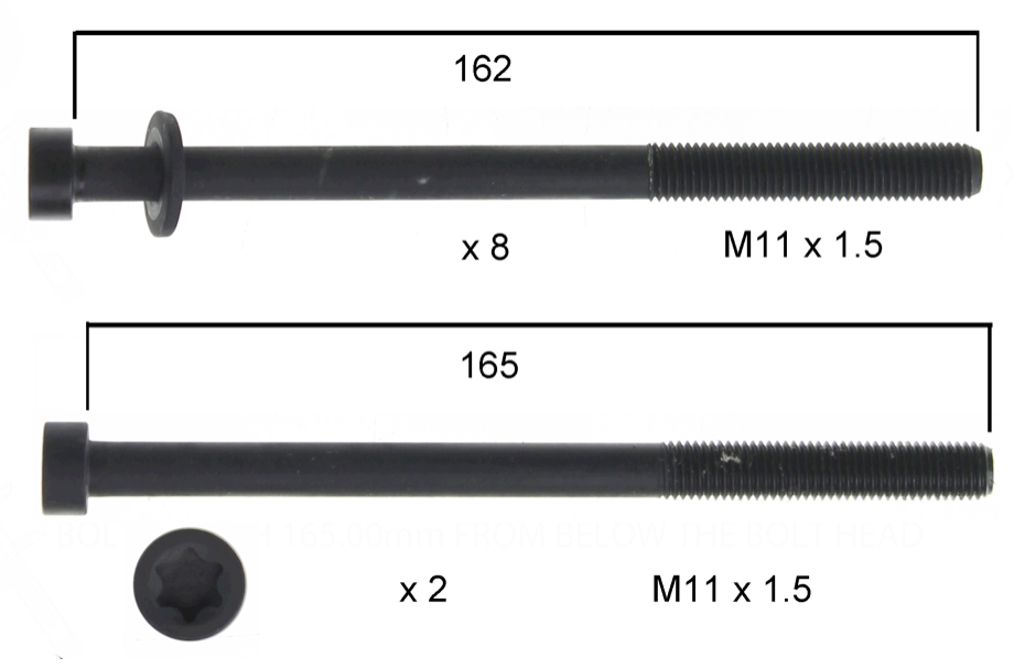 PERMASEAL HBS292 HEAD BOLTS MITSUBISHI 4B11/12 M11x1.5x162/165